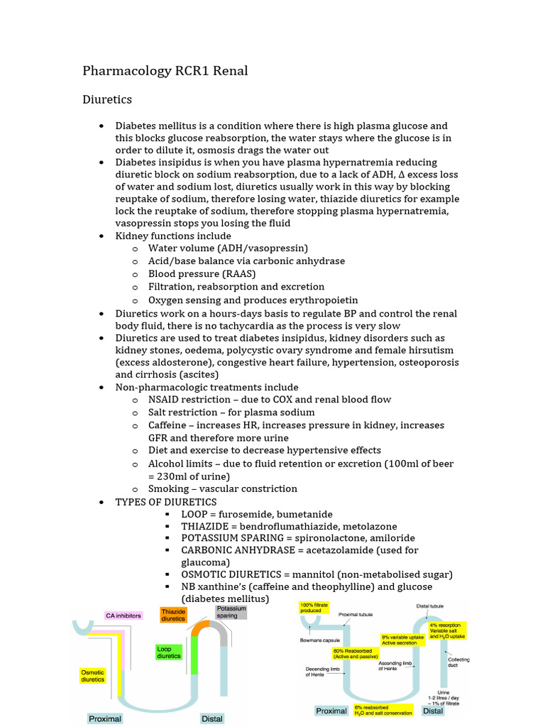 Pharmacology RCR1 Renal | PDF | Hypertension | Kidney