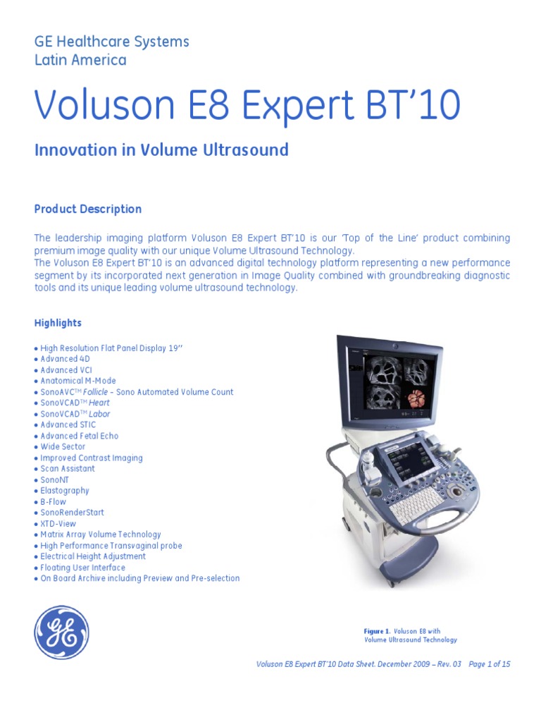 Voluson E8 Expert Datasheet | PDF | Heart Valve | Medical Ultrasound