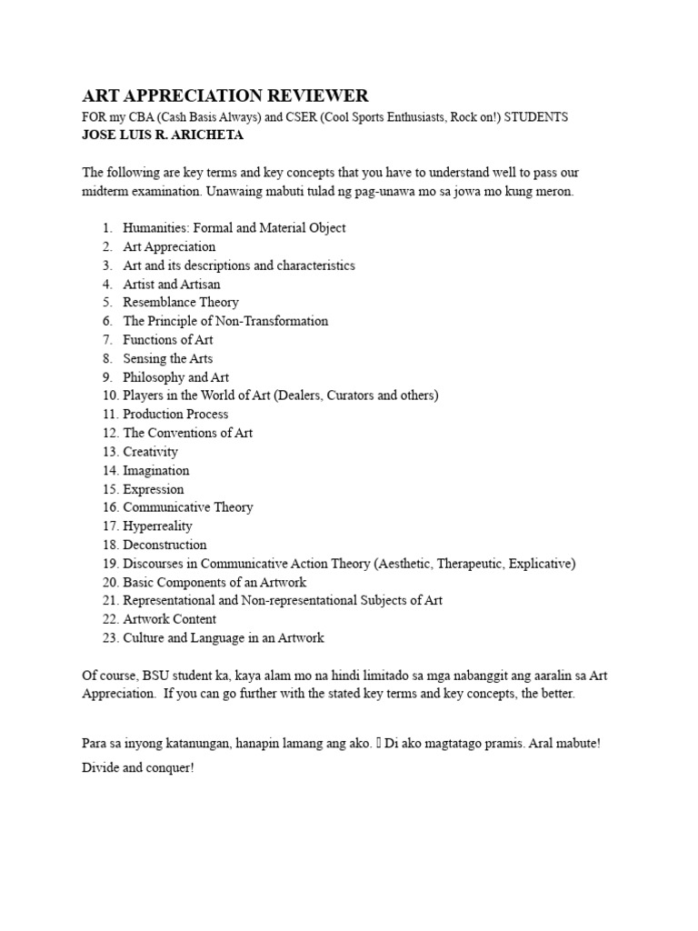 Reviewer-in-Art-Appreciation-by-Sir-Luis | PDF