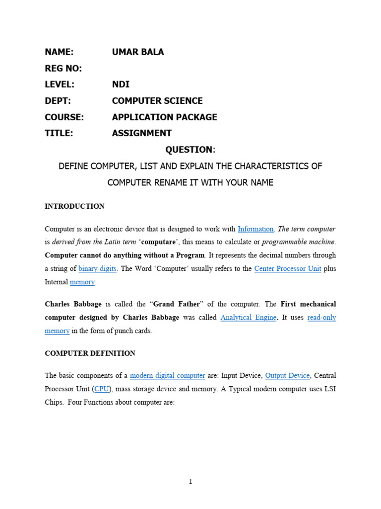 Umar Bala Com115 Ass | PDF | Computer Data Storage | Input/Output