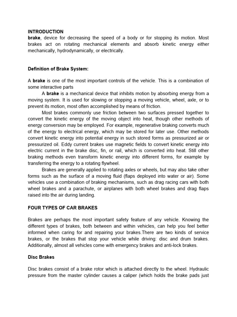 WHAT IS BRAKE | PDF | Brake | Anti Lock Braking System