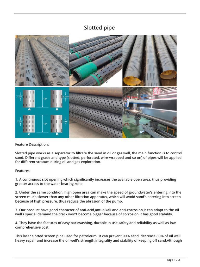 Slotted Pipe | PDF | Pipe (Fluid Conveyance) | Oil Well