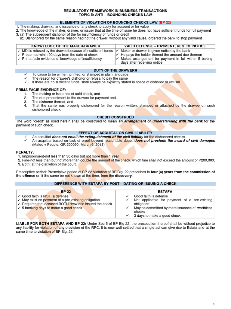 RFBT 05 - Anti-Bouncing Checks Law | PDF | Common Law | Justice RFBT 05 - Anti-Bouncing Checks Law | PDF | Common Law | Justice