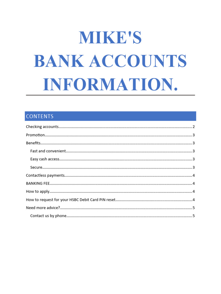 HSBC Bank Account Overview and Benefits | PDF | Debit Card ...
