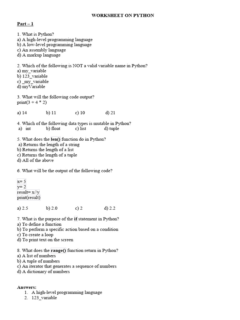 Class VIII_DS Worksheet-1 | PDF | Control Flow | Python (Programming Language)