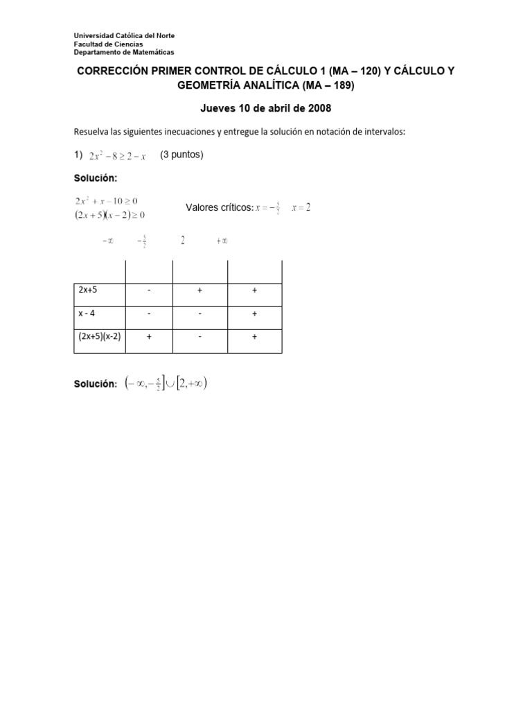 Correcciën Primer Control de C-Lculo 1 | PDF | Matemáticas | Geometría