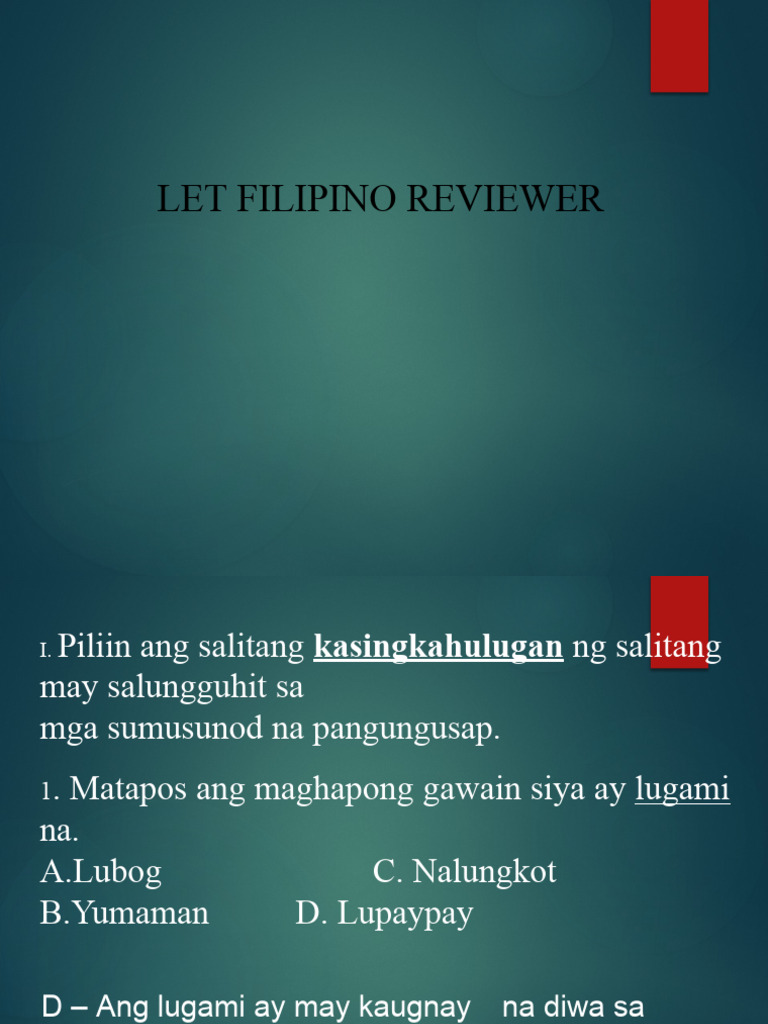 Filipno Let Reviewer | PDF