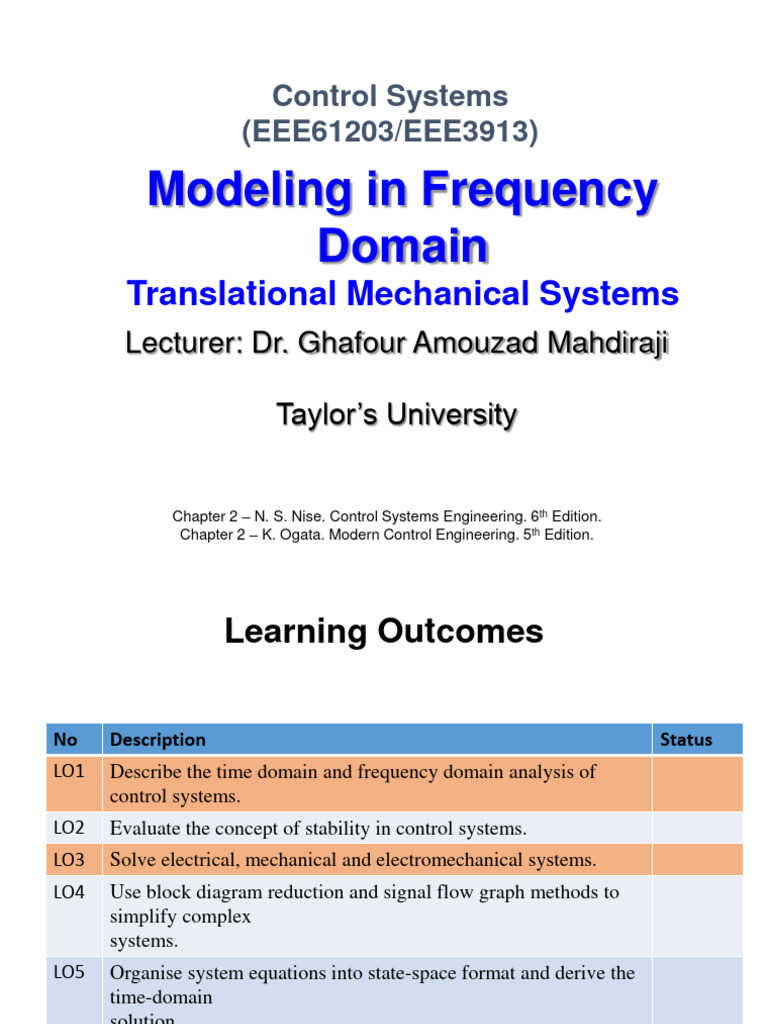 Lecture 2b Modeling | PDF | Force | Damping