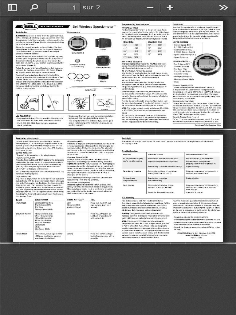 Bell F20 Speedometer Users Manual | PDF | Radio | Speed