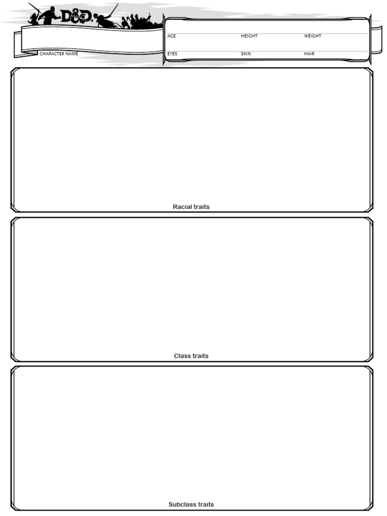 Traits Page Fillable For DND 5e | PDF