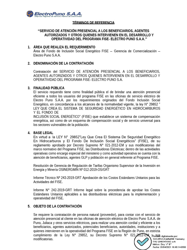 TDR Gestores de Atencion Al Cliente Menores Fise (R) (R) (R) | PDF ...