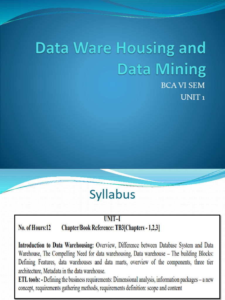 DWDM Unit 1 | Download Free PDF | Data Warehouse | Metadata
