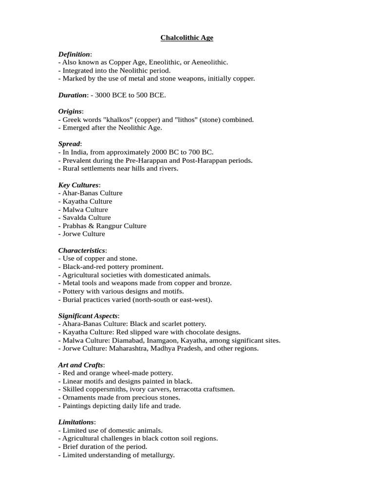 Overview of the Chalcolithic Age | PDF