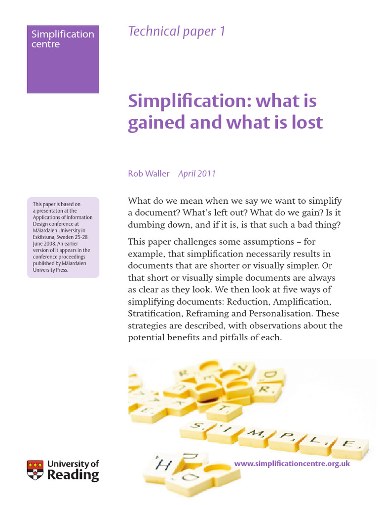 Simplification -What is gained and what is lost | PDF | Communication | Information
