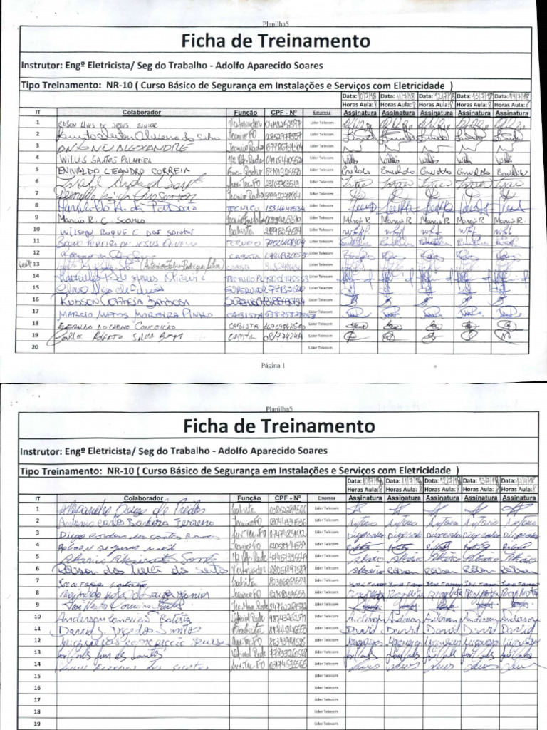 Fichas de Treinamentos I | PDF