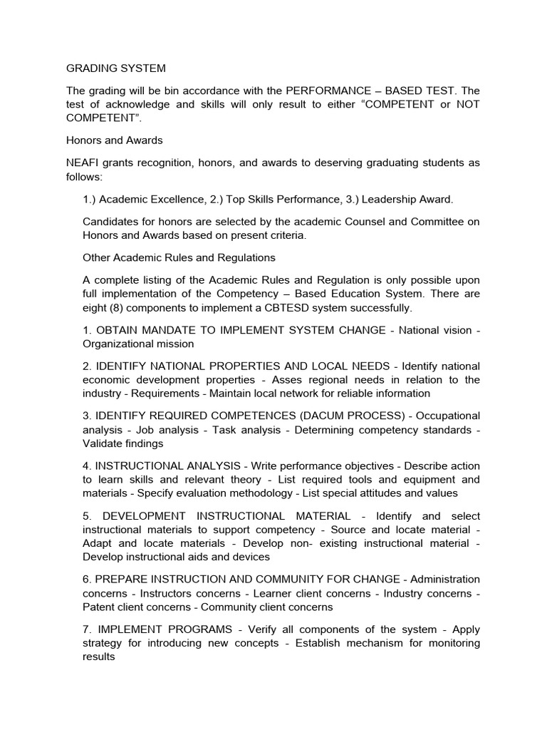 Grading System | PDF | System | Evaluation
