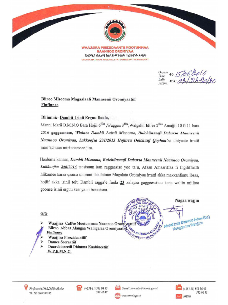 Dambii Manneenii Lak 246 2016 | PDF