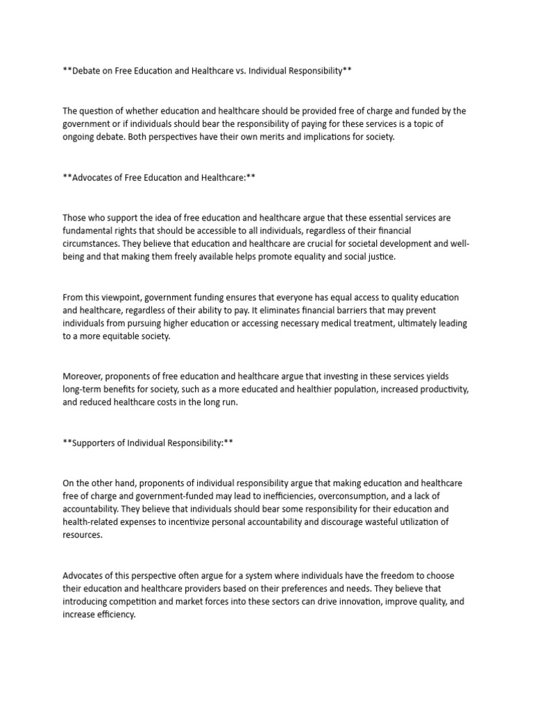 Free Education and Healthcare Debate | PDF | Public Finance | Health Care