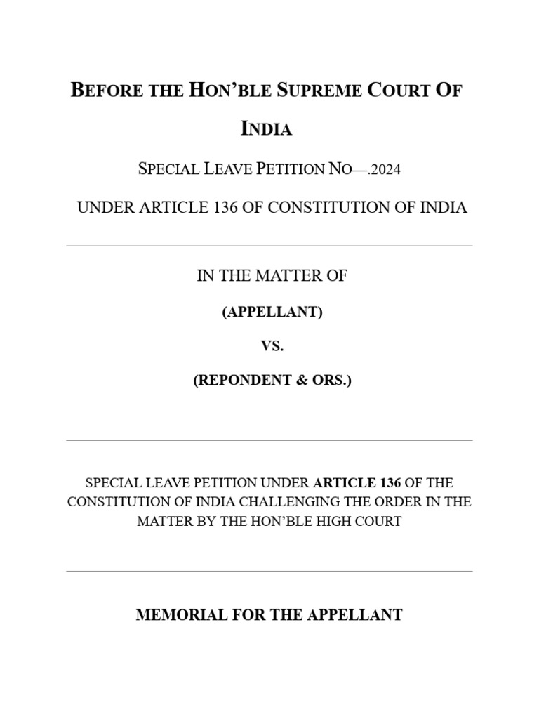 Memorial For Moot Problem 2 | PDF | Judgment (Law) | High Court Of ...