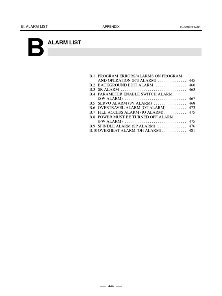 Fanuc Alarm Codes and Errors List | PDF | Rotation | Numerical Control