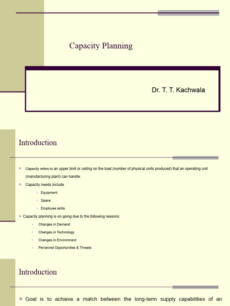 Capacity Planning Pdf Outsourcing Supply Chain