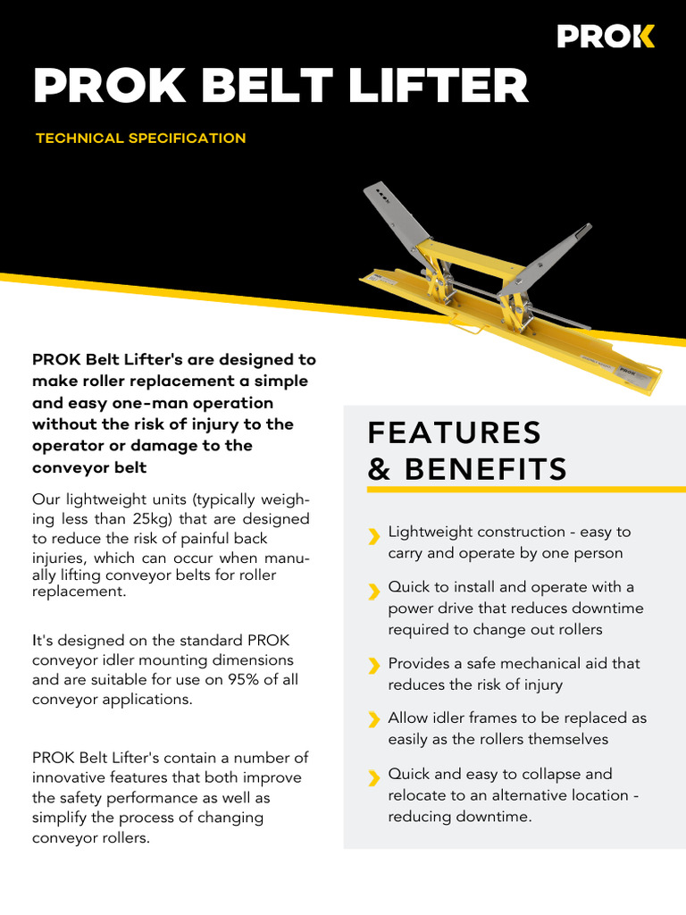 PROK Belt Lifter Specifications | PDF | Belt (Mechanical)