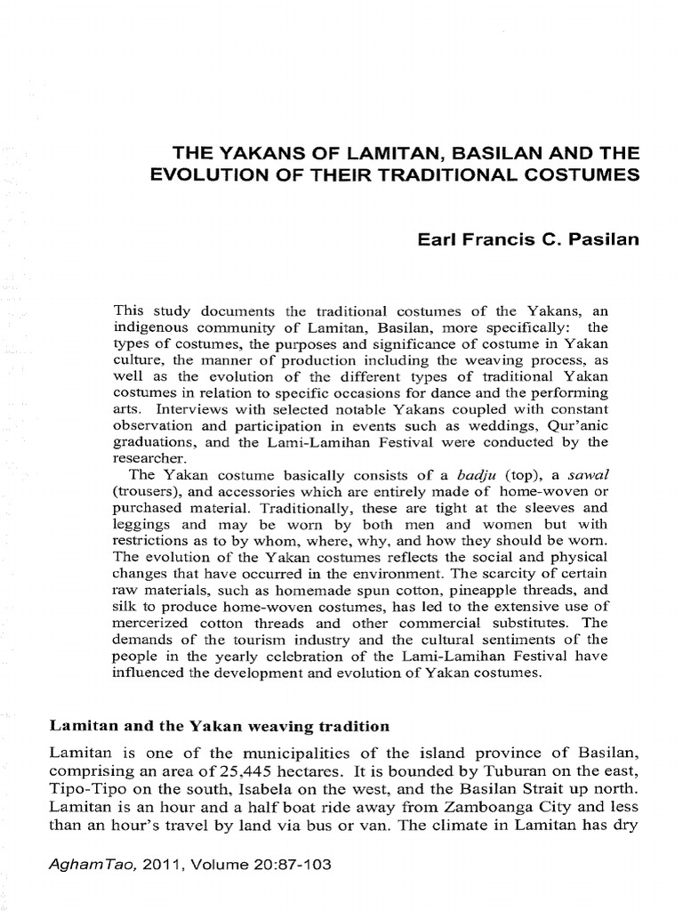 The Yakans of Lamitan, Basilan and The Evolution of Their Raditional ...
