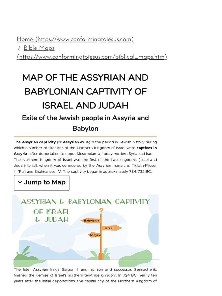 Assyrian & Babylonian Captivity & Exile of Israel & Judah Map ...