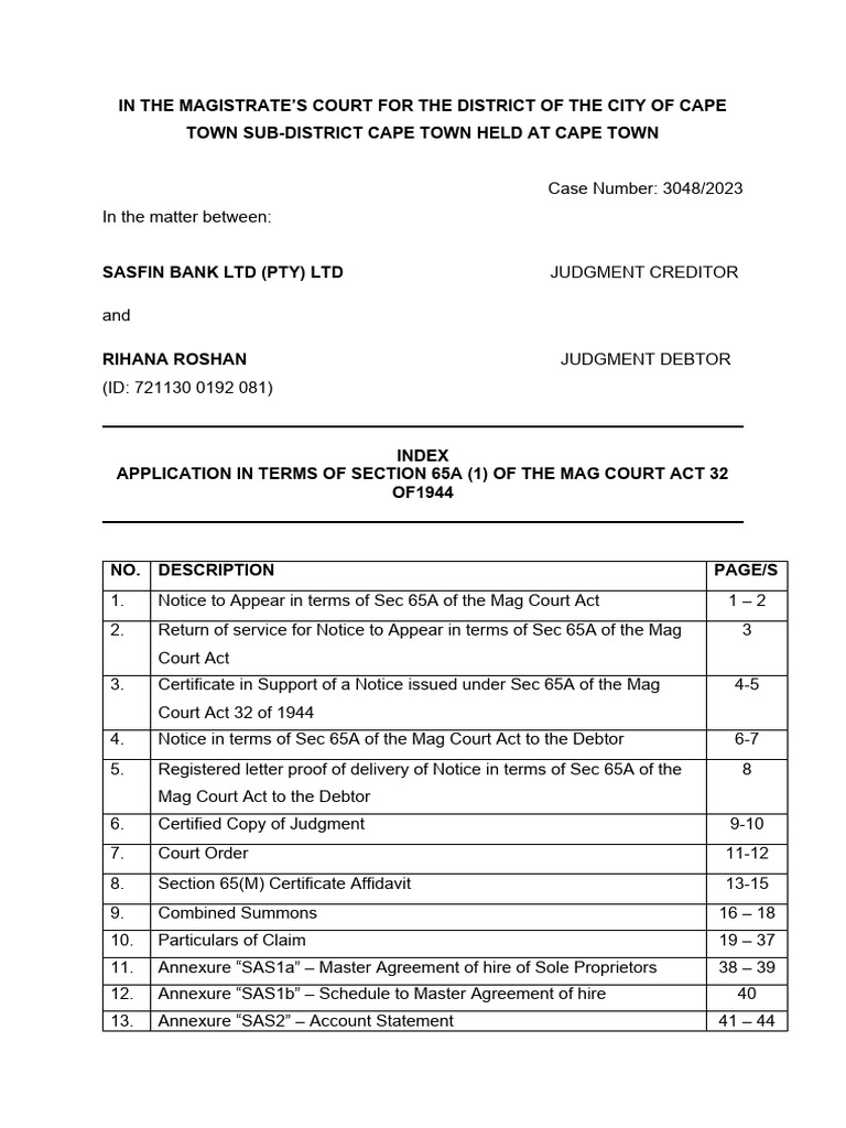 SEC 65 Index | PDF | Summons | Judgment (Law)