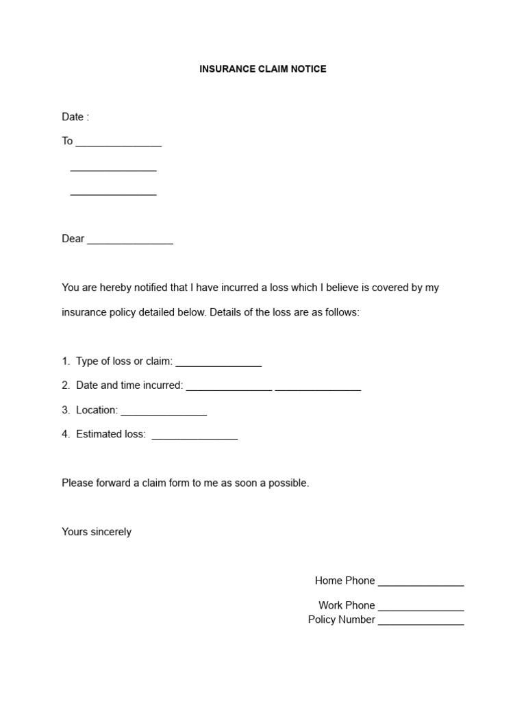 Insurance Claim Notice | PDF | Law