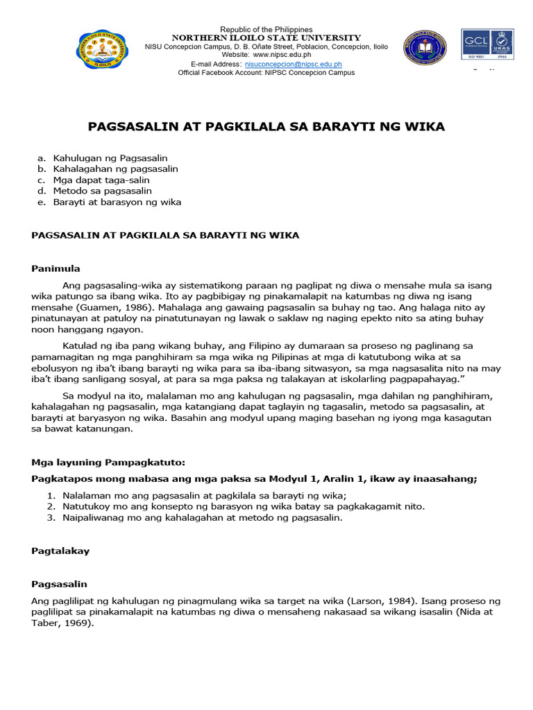 Group 1 Pagsasalin Sa Ibat Ibang Disiplina | PDF