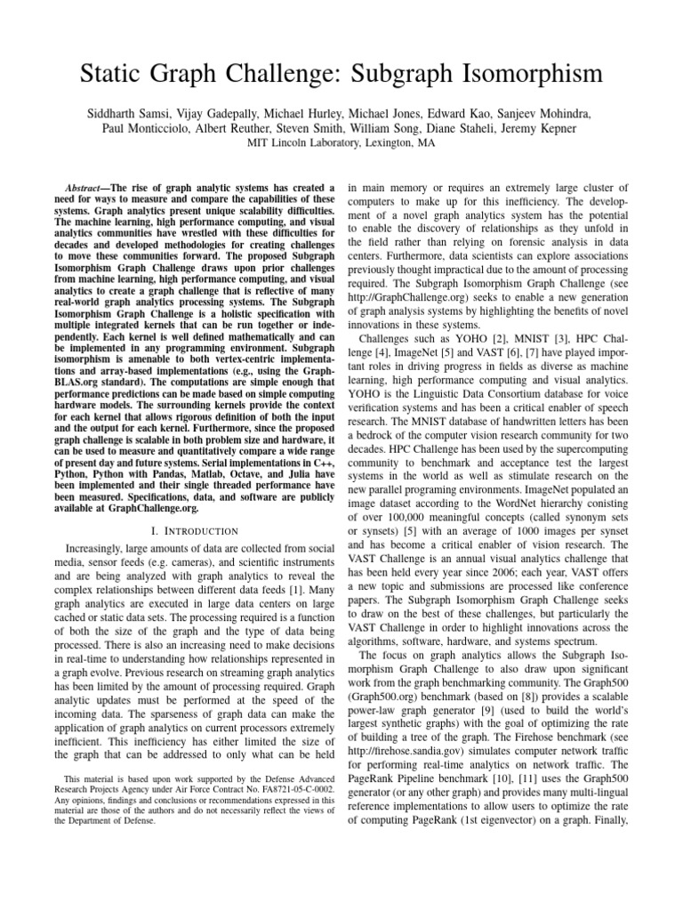Static Graph Challenge: Subgraph Isomorphism | PDF | Computing ...