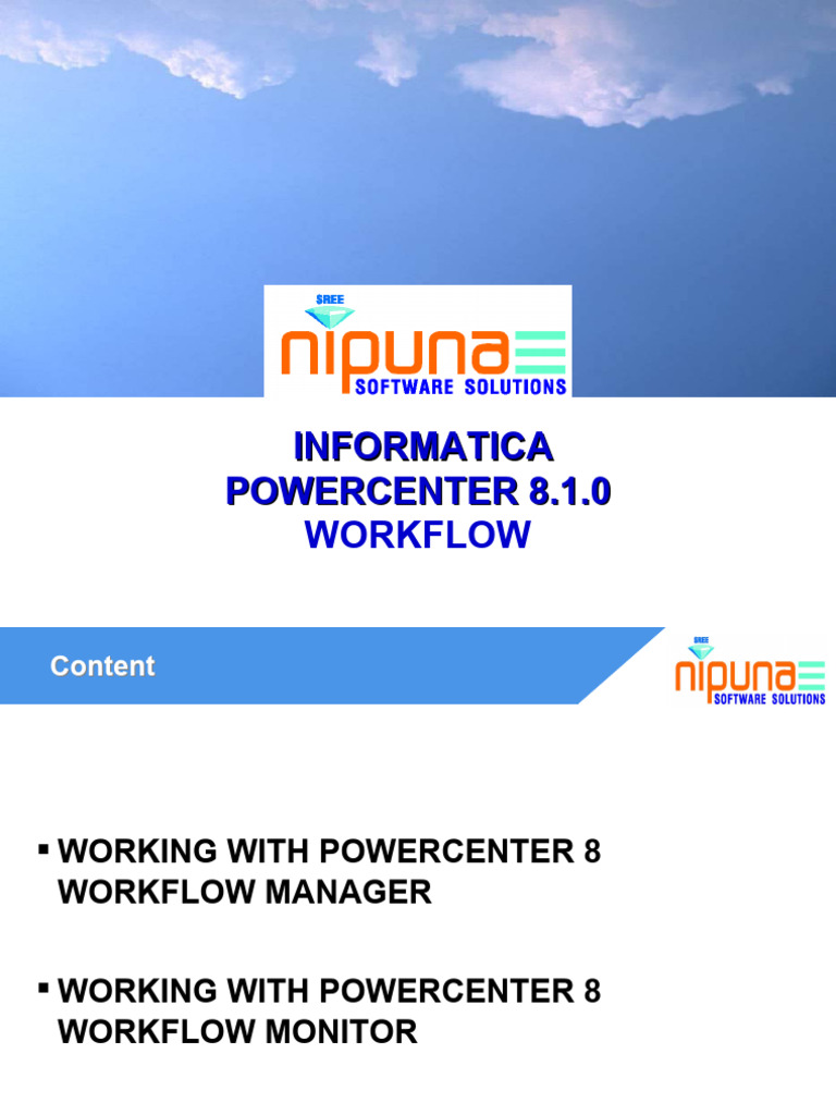 Working With Powercenter 8 Workflow | PDF | Databases | Relational Database