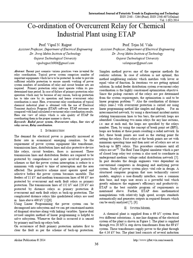 Co Ordination Of Overcurrent Relay For Chemistry Pdf Electric Power Transmission