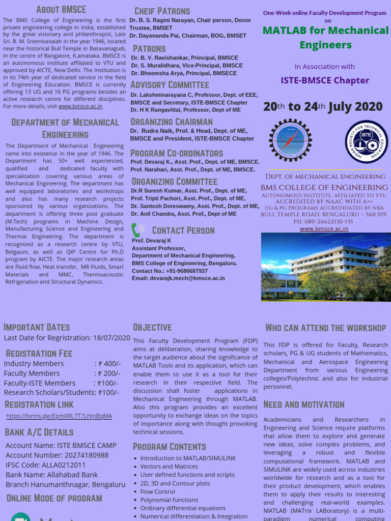 MATLAB FDP Brochure | PDF | Matlab | Computer Programming