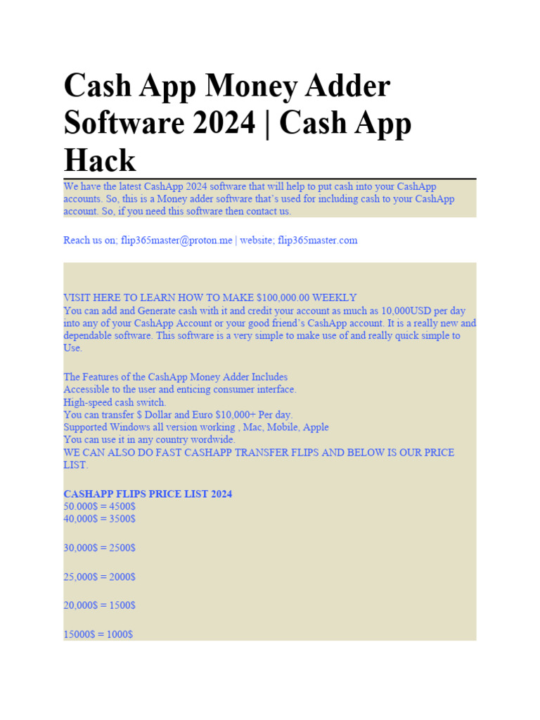 Cash App Money Adder Software 2024 | PDF