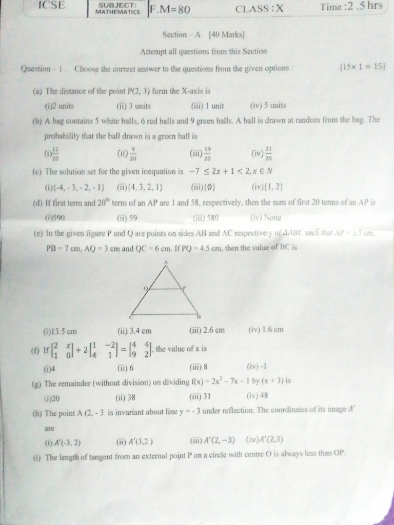 Maths Question Paper | PDF