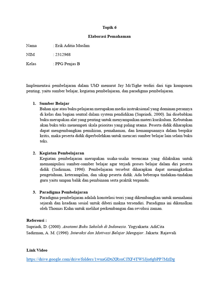 Topik 6 (Elaborasi Pemahaman) PPKurikulum | PDF