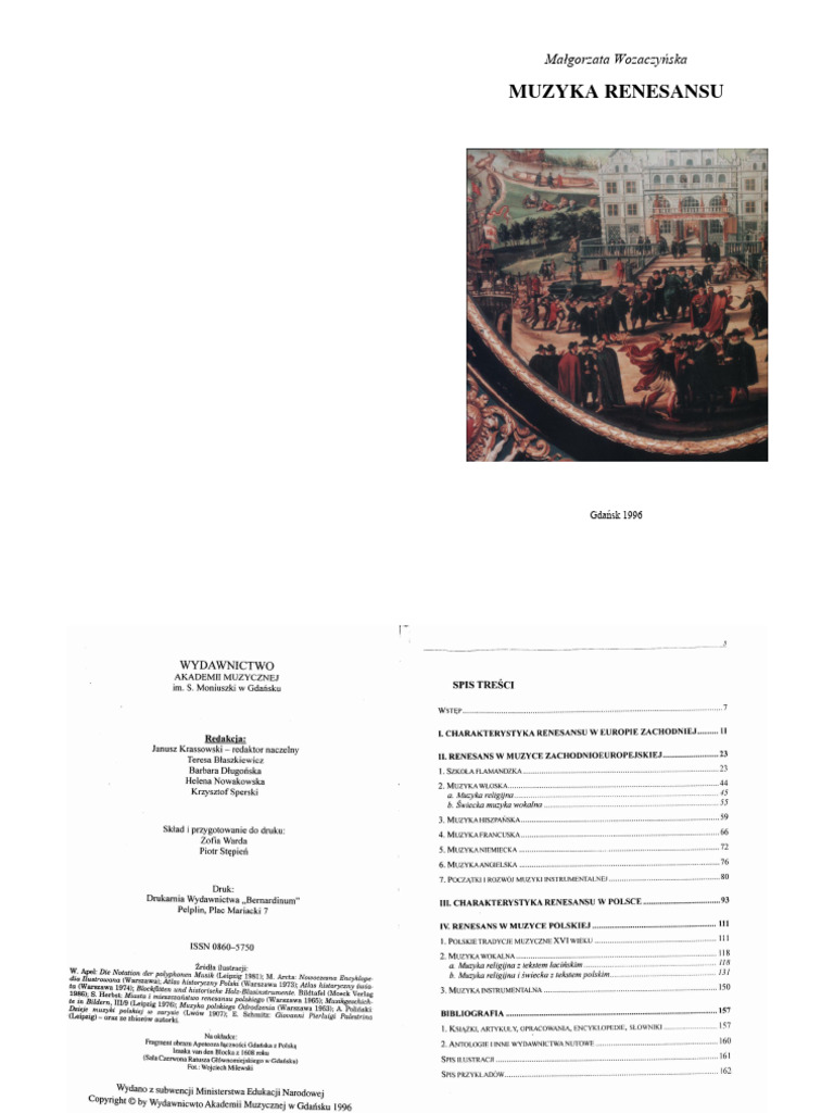 Małgorzata Wozaczyńska - Muzyka Renesansu - Gdansk 1996 | PDF