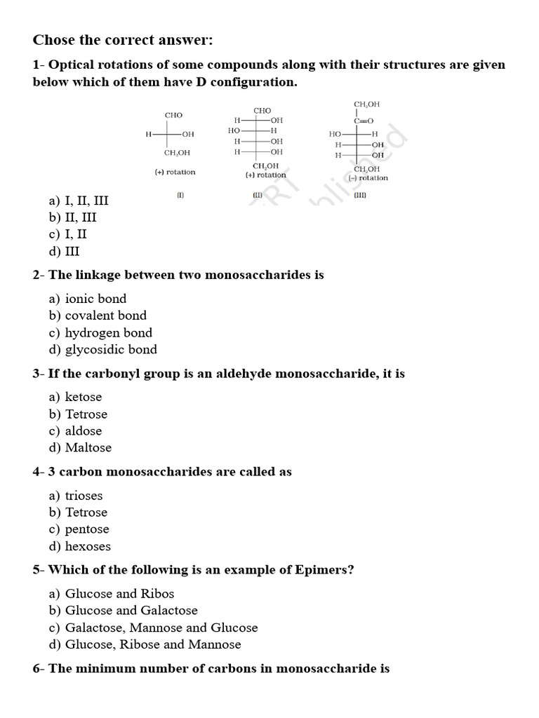 biomolecules questions wa | PDF | Nucleotides | Carbohydrates