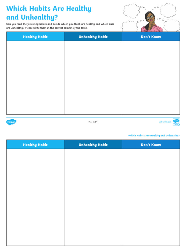 Healthy vs Unhealthy Habits Guide | PDF | Habits