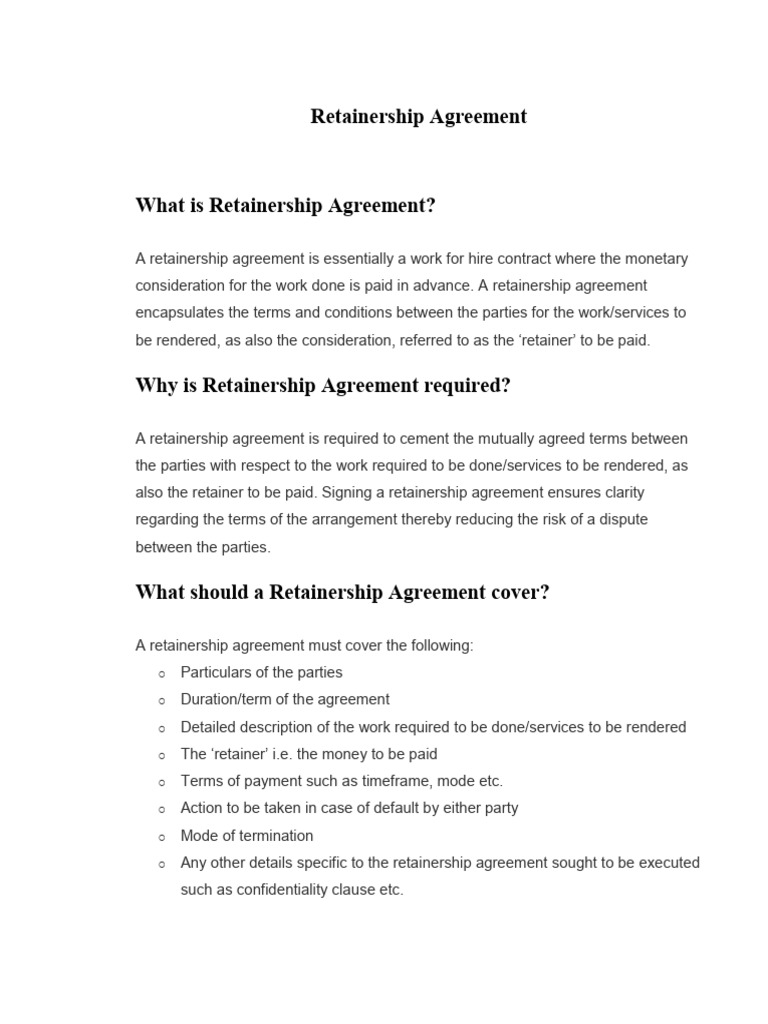 Retainership Agreement | PDF | Lawsuit | Lawyer