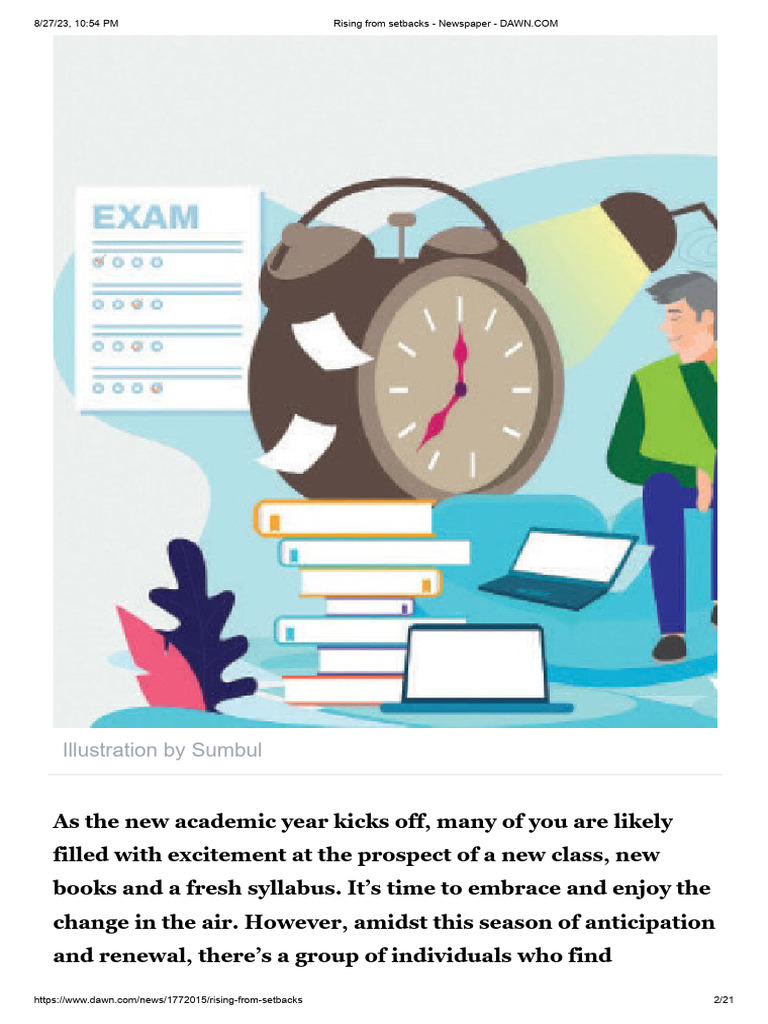 Rising From Setbacks - DAWN | PDF | Learning | Psychology