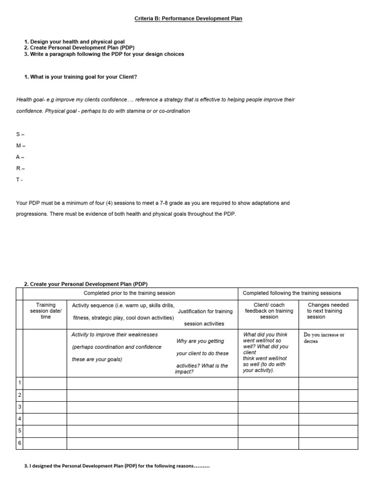 Criteria B: Performance Development Plan | PDF