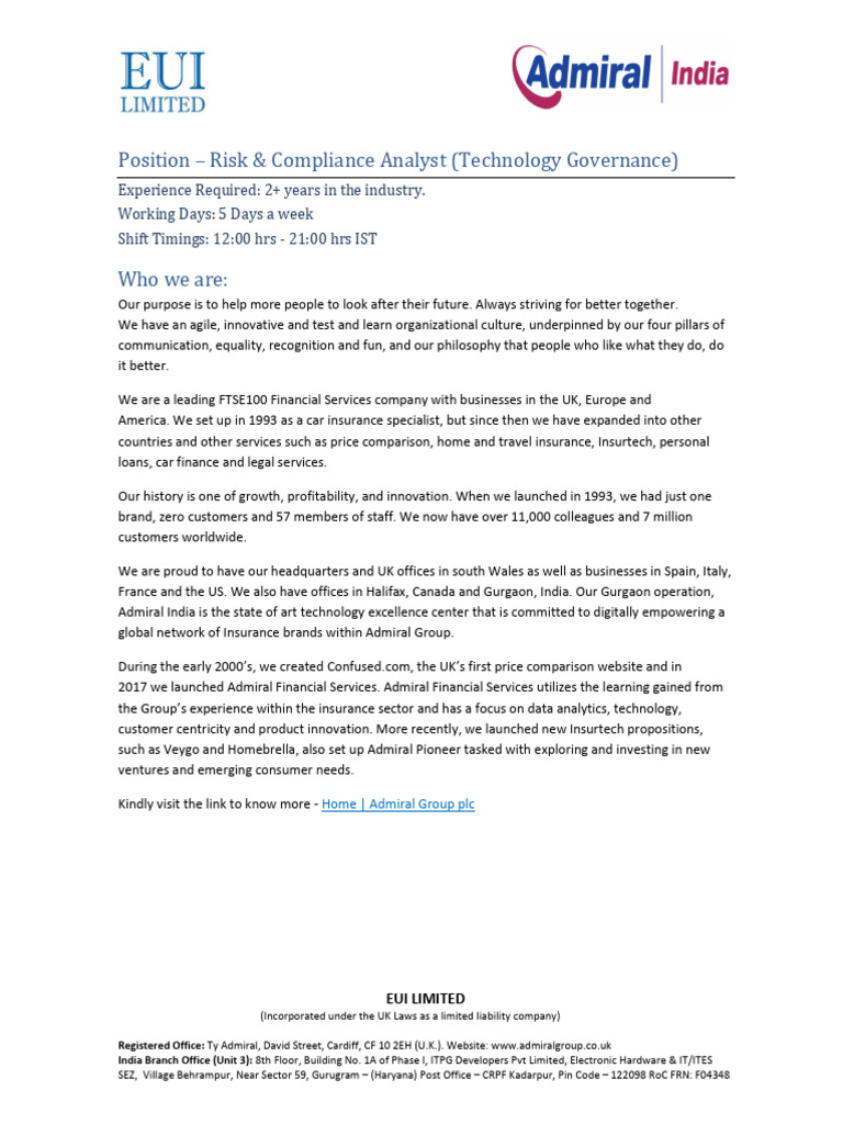 AD PB RiskandComplianceAnalyst | PDF | Life Insurance | Risk