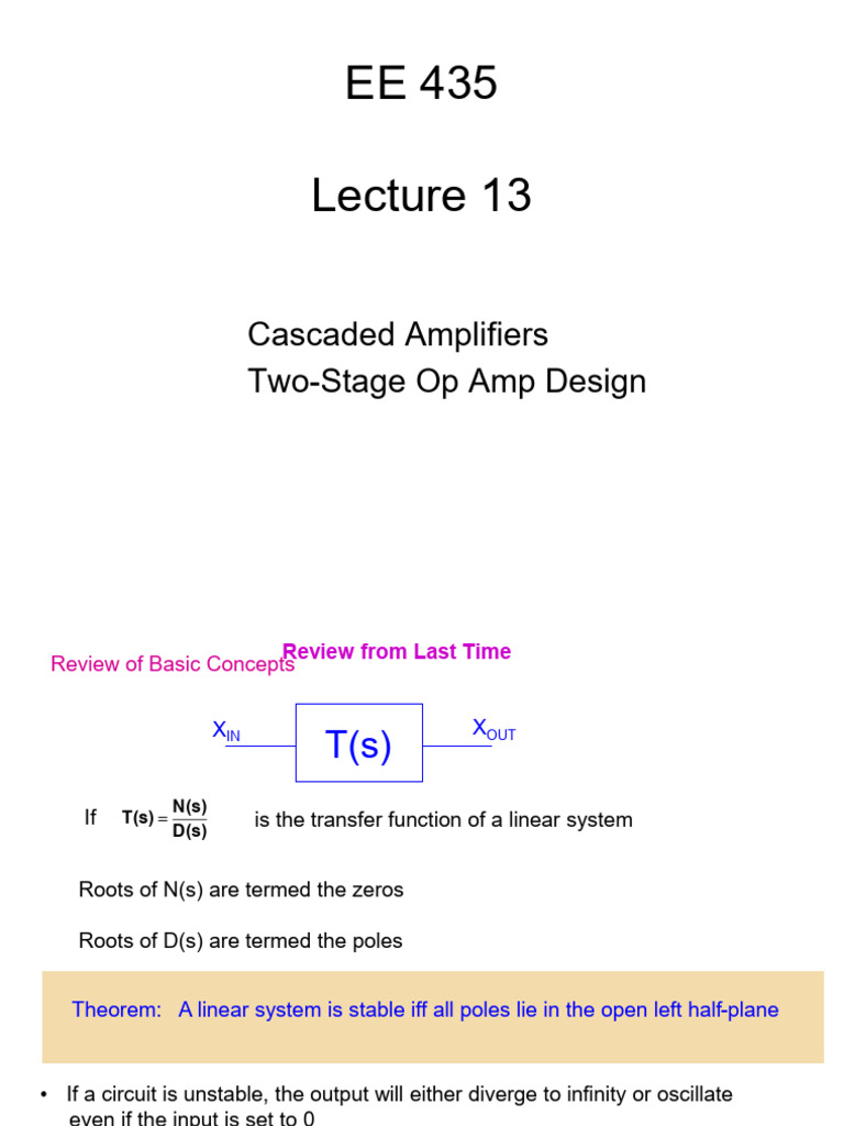 EE 435 Lect 13 Spring 2022 1 | PDF | Operational Amplifier | Amplifier