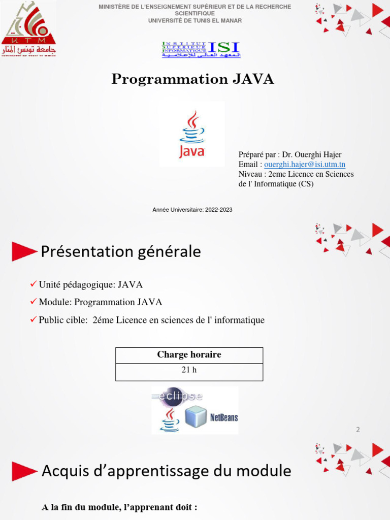 Chapitre 1 Introduction - 1 | PDF | Java (Langage de programmation ...