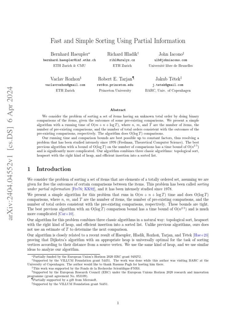 Fast and Simple Sorting Using Partial Information | PDF | Applied Mathematics | Algorithms