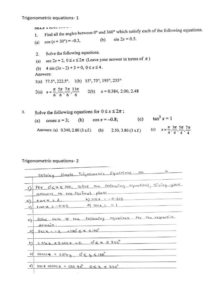 Trigonometric Equations Rgs | PDF