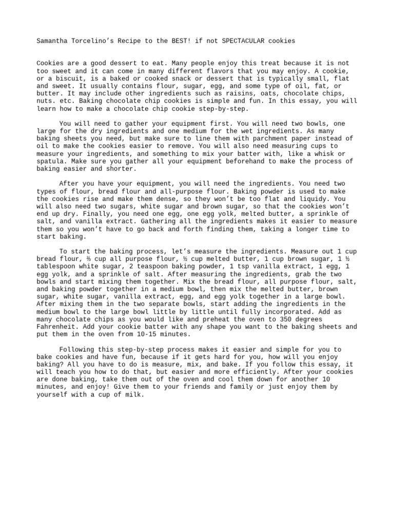Cookie Essay | PDF | Desserts | Baking